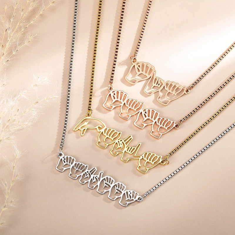 Personalized Sign Language Necklace with Fingerspelling Name Charm ...