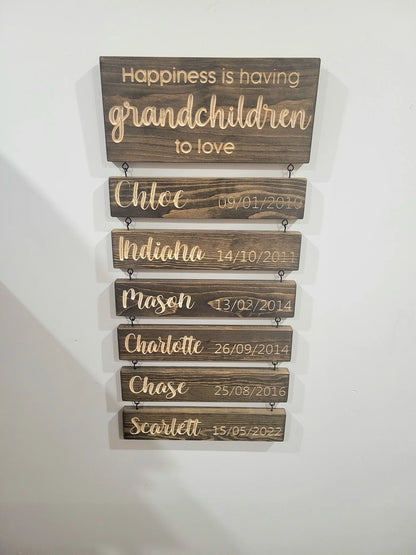 Personalized Engraved Grandchildren Hanging Decorative Sign – Canvasgiftco
