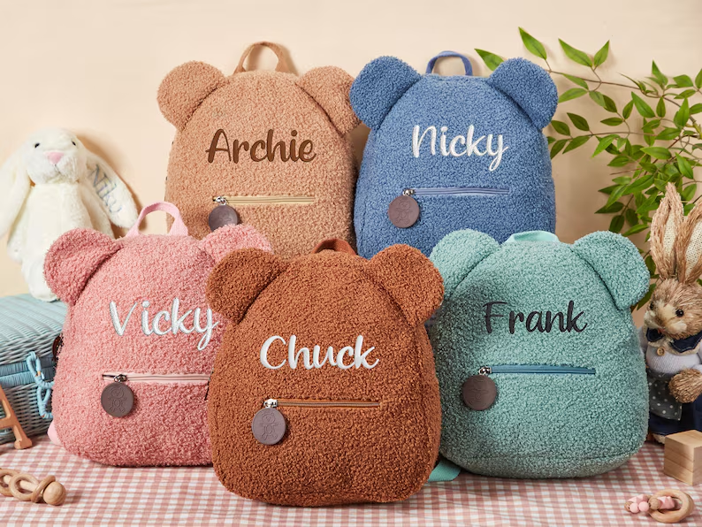 Personalised Fluffy Teddy Bear Kids Backpack – Canvasgiftco